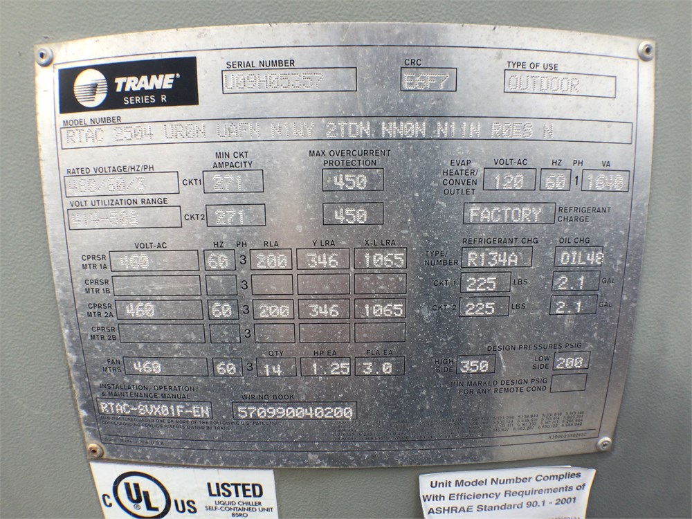 BIDERA Government Auctions - Trane A/C Chiller Unit 2 Pieces (for Scrap ...